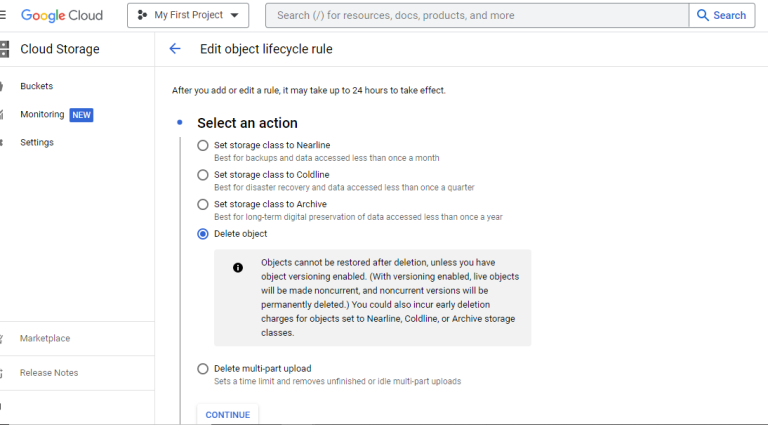 Configure Lifecycle Rules in Google Cloud Storage Buckets